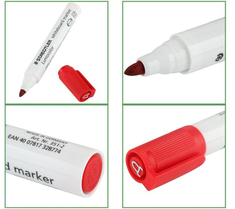 施德楼Staedtler 351 2 白板笔 红色 10支 盒 可擦白板笔 2mm粗笔 白板用笔 材料平台
